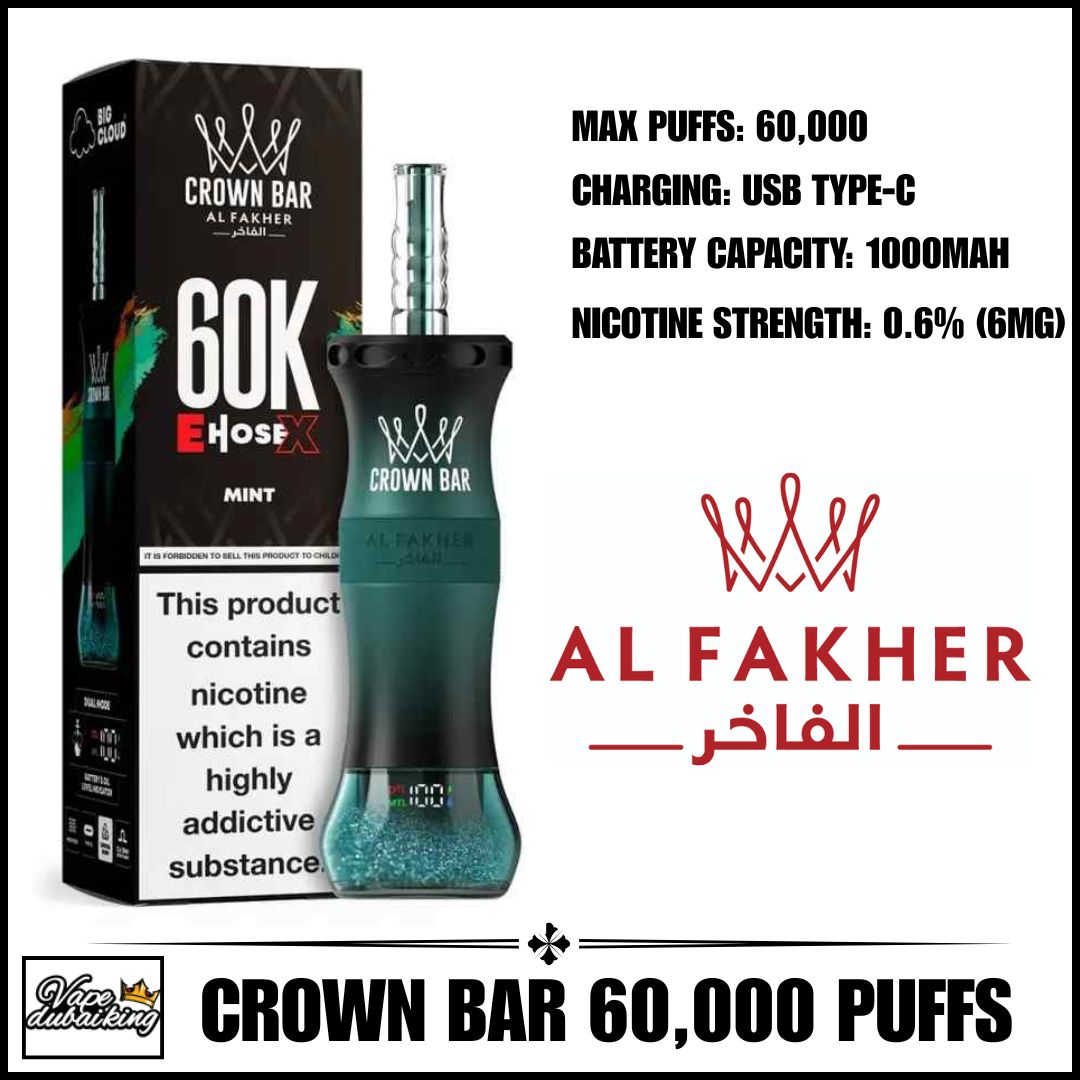 Al Fakher E Hose X 60000 Puffs Crown Bar Hookah Disposable Vape - Vape ...